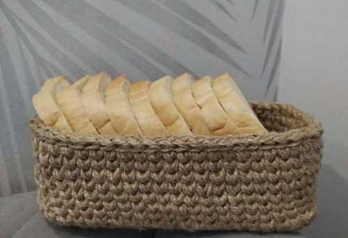 Хлебница корзина из джута вязанная 10*20