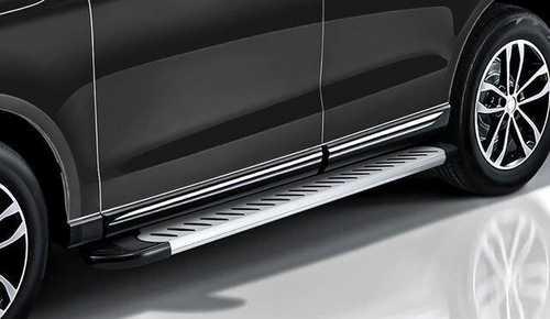 Пороги алюминиевые "Prestige Silver"Hyundai
