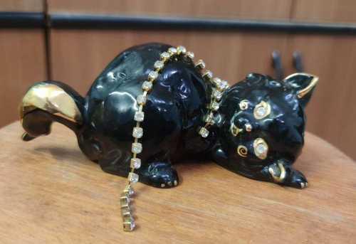 Статуэтка фигурка кошка черная с золотом