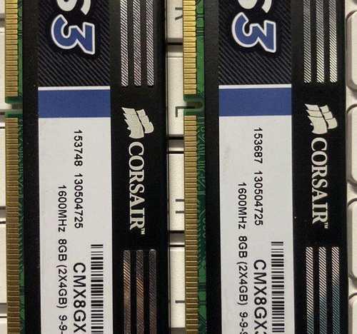 Оперативная память ddr3 8 gb(2*4) 1600Mhz Corsair