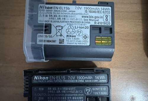 Аккумуляторы nikon en-el15b и en-el15 комплектом