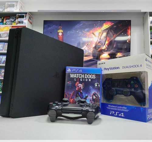 Sony PS4 Slim 2 геймпада и 98 игр