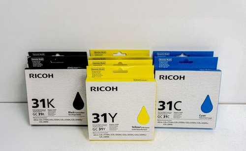 Картриджи гелевые Ricoh тип GC 31K 31Y 31C