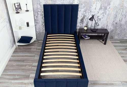 Кровать 90х200 синий велюр Богема