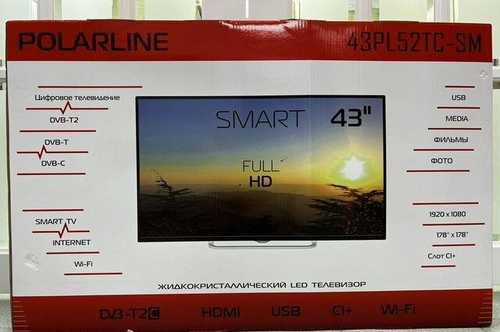 Телевизор polarline 43” новый