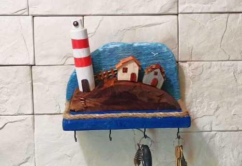 Ключница деревянная настенная в морском стиле