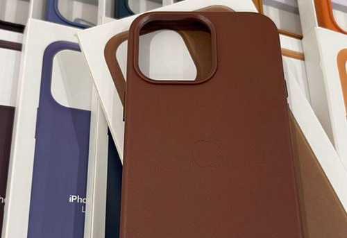 Чехол iPhone 14 pro кожаный MagSafe Коричневый