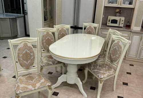 Стол и стулья столовая мебель "Рифленый"