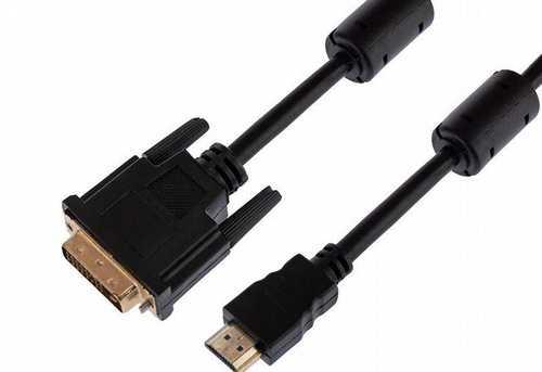 Шнур hdmi - DVI-D gold 1.5М с фильтрами rexant