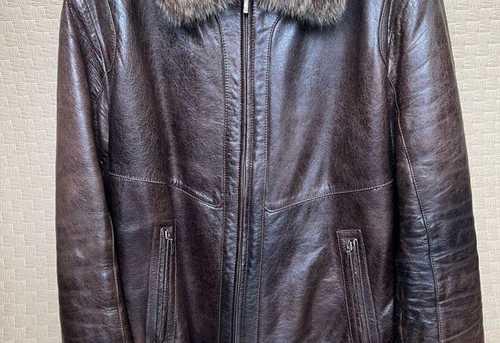 Кожаная куртка (дубленка) мужская размер 54 бу