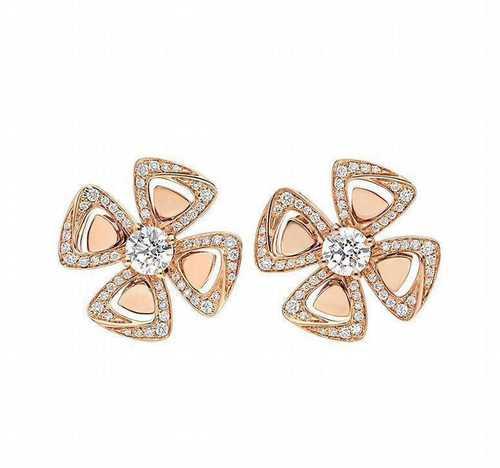 Золотые пуссеты с бриллиантами Bvlgari Fiorever