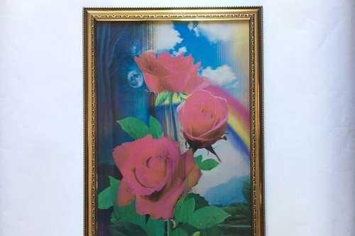 Картина голографическая розы