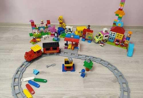 Lego duplo поезд + 6 игровых наборов + доп.кубики