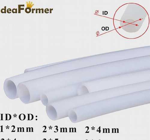 Ptfe трубка IdeaFormer 50 м ID 2/3/4/6 мм для нити 1.75/3.0 мм ID3mm OD4mm