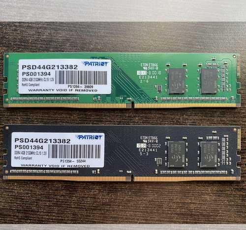 Оперативная память ddr4 8gb (2x4) patriot