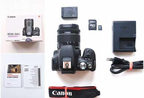 Фотоаппарат Canon 200d (пробег 2200) kit + 128гб
