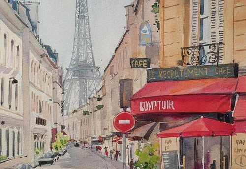 Картина акварель "Париж"