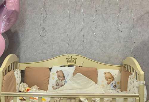 Детская кроватка с матрасом и бортиками в подарок
