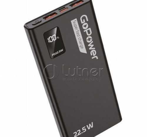 00-00029660 Внешний аккумулятор PB03-20 20000mAh 3.0A 22.5W 2USB/Type-C черный, GoPower