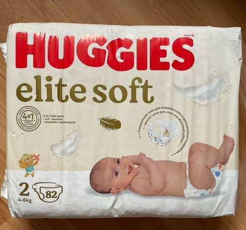 Huggies elite soft 2, 4-6, 82шт