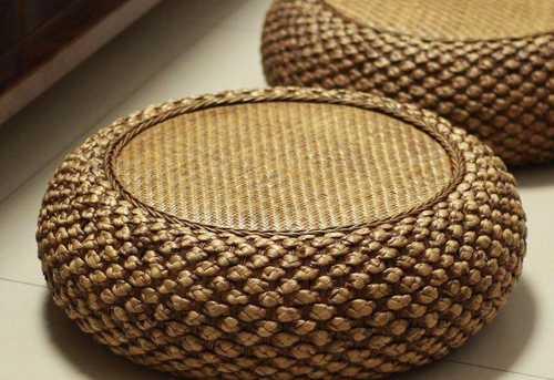 Пуф плетеный круглый эко в японском стиле татами