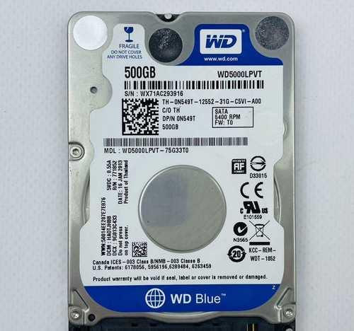 Жесткий диск HDD Western Digital Blue 500GB