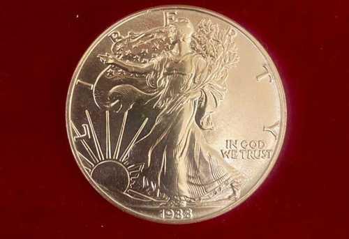 Серебряная монета Америка 1988г