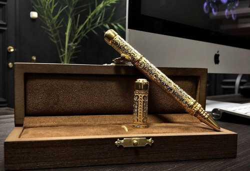 Ручка подарочная, украшенная золотом и фианитами