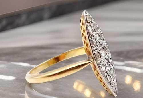 Антикварное золотое кольцо с алмазами, Франция