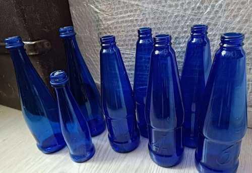 Бутылки,синее стекло