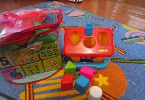 Развивающие игрушки пакетом сортер, мягкие кубики