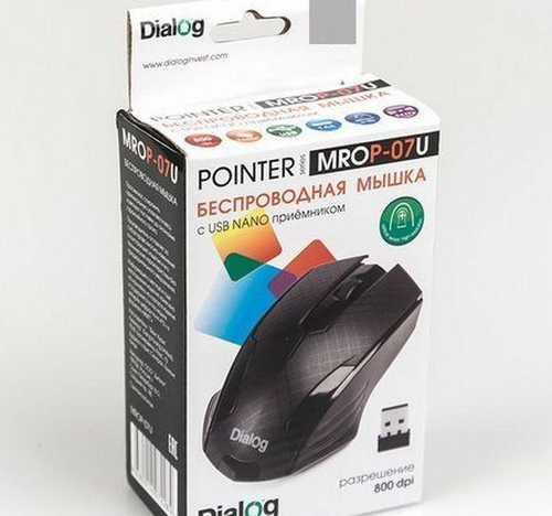 Беспроводная оптическая мышь dialog Pointer mrop-07U, USB, RF 2.4G, 3 кн., + колесо прокрутки, черны