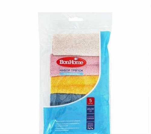 Набор тряпок из микрофибры, BonHome 20х30 см 5 шт