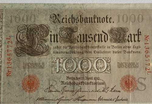 Германия 1000 марок 1910 года. Оригинал