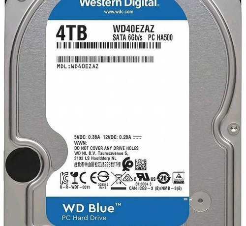 Жёсткий диск 4 тб WD40ezaz почти новый, 1 запись