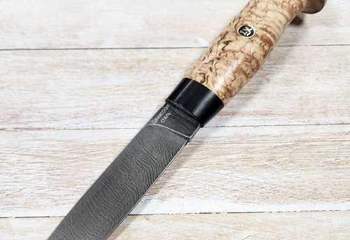 Нож нескладной Финский-2 ст.Дамасская (карел. берё