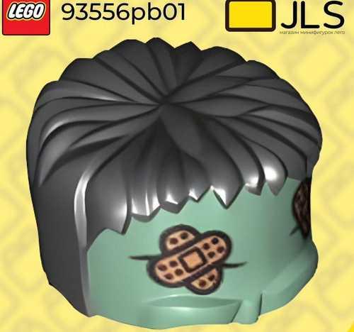 Lego 93556pb01 Minifigure, Headgear Head Top, Frankenstein Monster with Black Hair and Bandages Patt