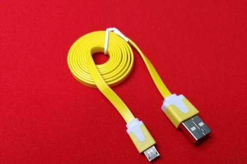 Плоский кабель Color USB-microUSB 1.0m USB-2.0 Yel