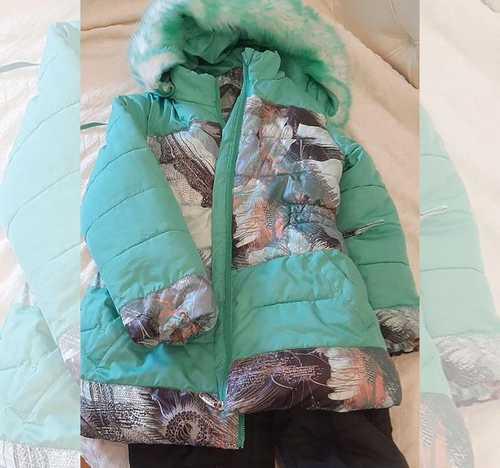 Зимний комбинезон и куртка для девочки 122