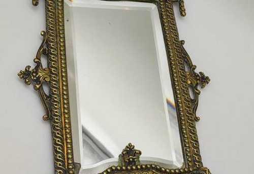 Антикварное настенное зеркало латунь ар нуво перв