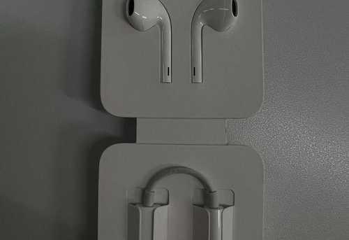 Наушники apple earpods lightning с переходником