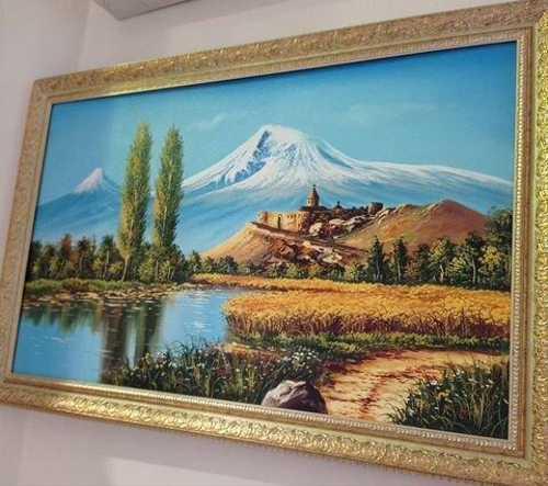 Картина маслом на холсте в рамке. Горы Армении