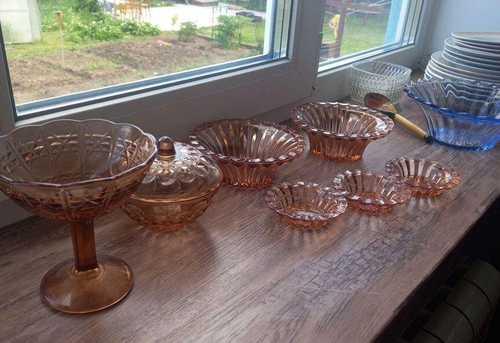 Старинная посуда розалиновое стекло
