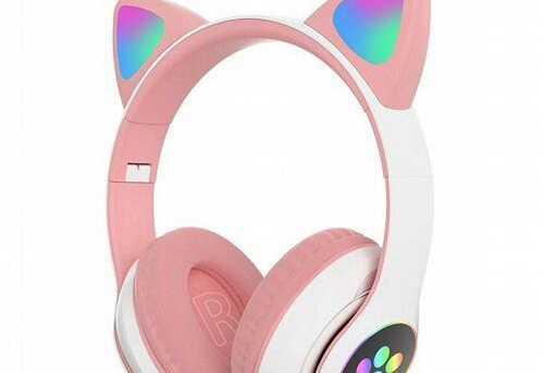 Наушники с ушками headset CAT STN-28 розовый