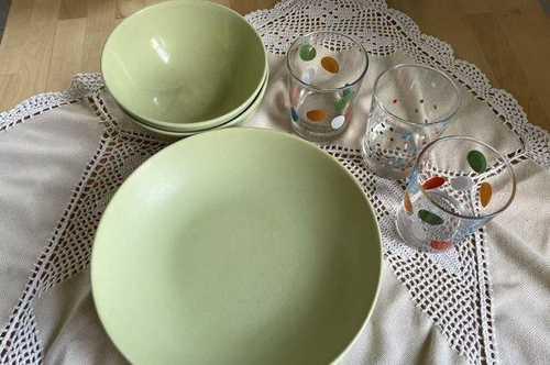 Посуда тарелки стаканы Икеа