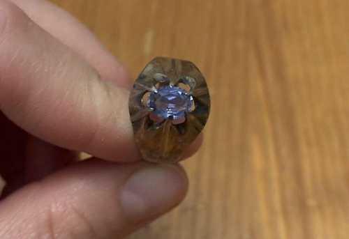 Кольцо серебро 875 пробы с драгоценным камнем