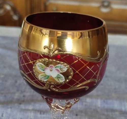 Бокалы для вина, Богемия. 6 штук. Красная лепка