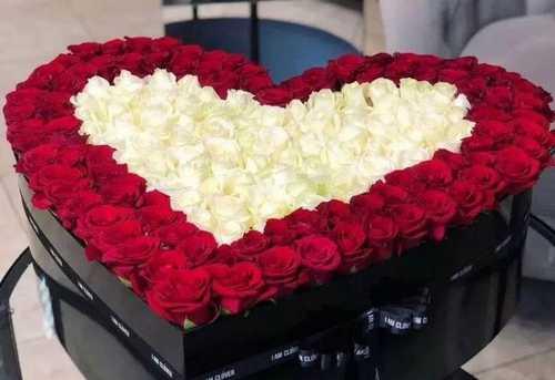 Сердце гигант из 151 розы для любимой