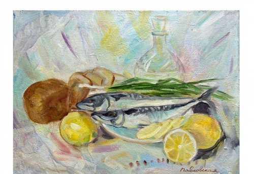 Картина маслом натюрморт на кухню лимоны
