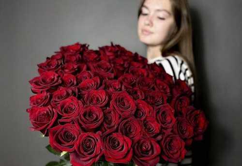 Красные розы букеты с доставкой 70см